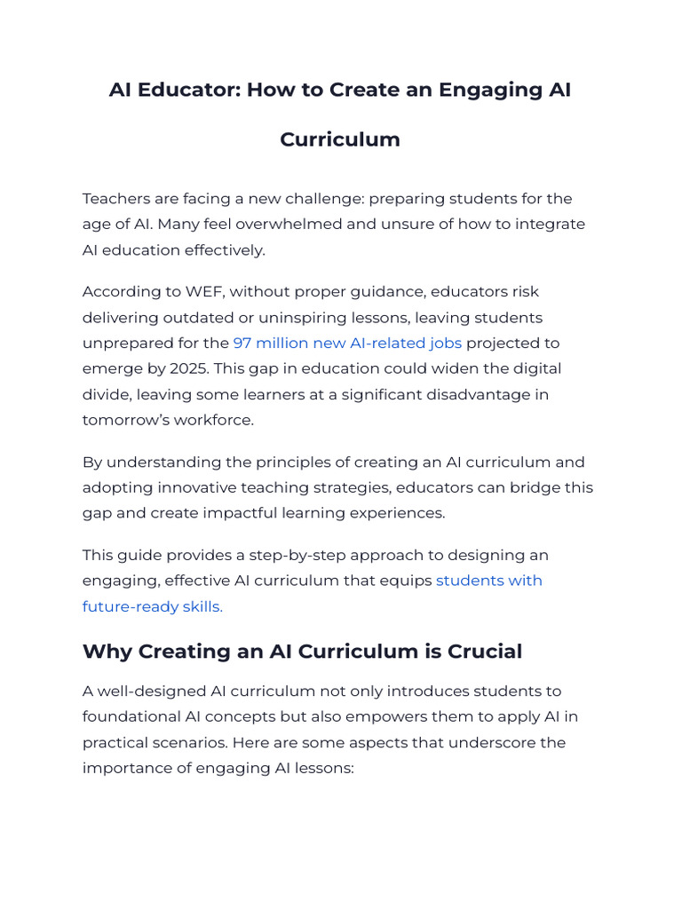 AI Educator: How To Create An Engaging AI Curriculum | PDF | Artificial ...