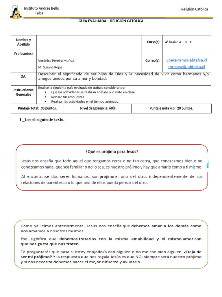 Guía Evaluada - 4° Básicos | PDF