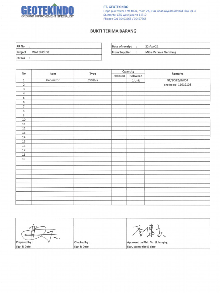 BTB Mitra Parama Gemilang - Warehouse 21.04.2021 | PDF