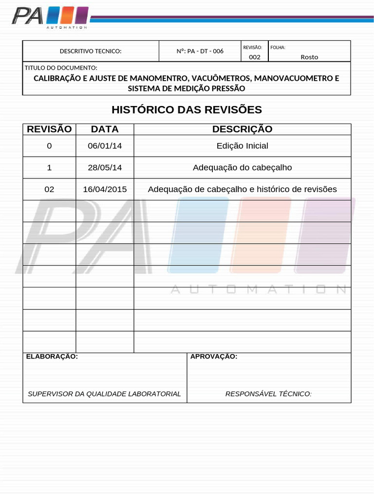 Calibração de Manômetros e Vacuômetros | PDF | Calibração | Pressão