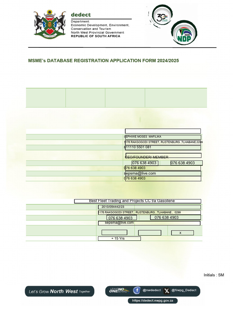 MSME Database Registration Form 2024/2025 | PDF | Economies | Business