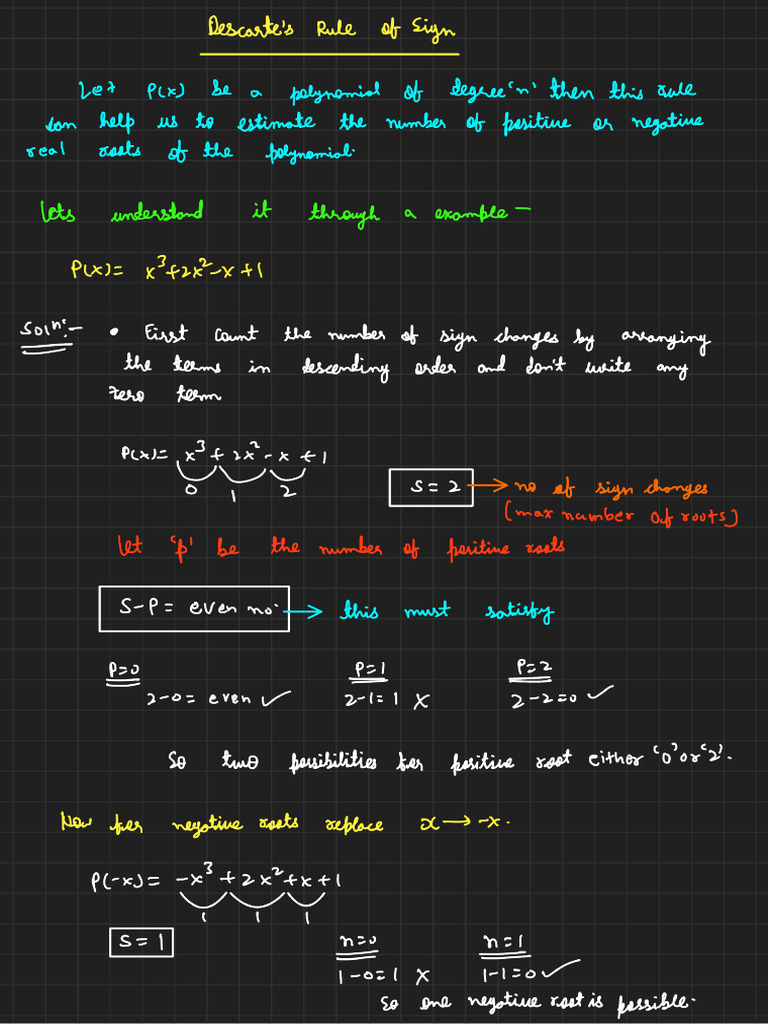 Descartes Rule of Sign | PDF