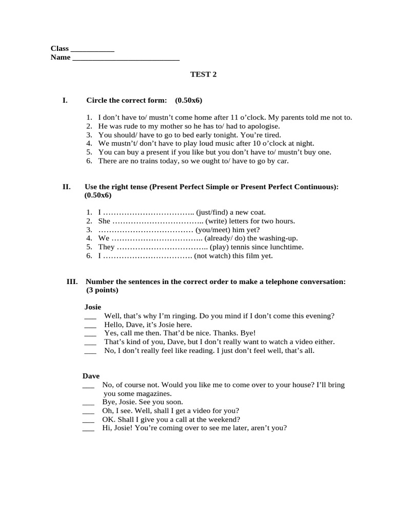 Test Present Perfect Simple and Continuous | PDF