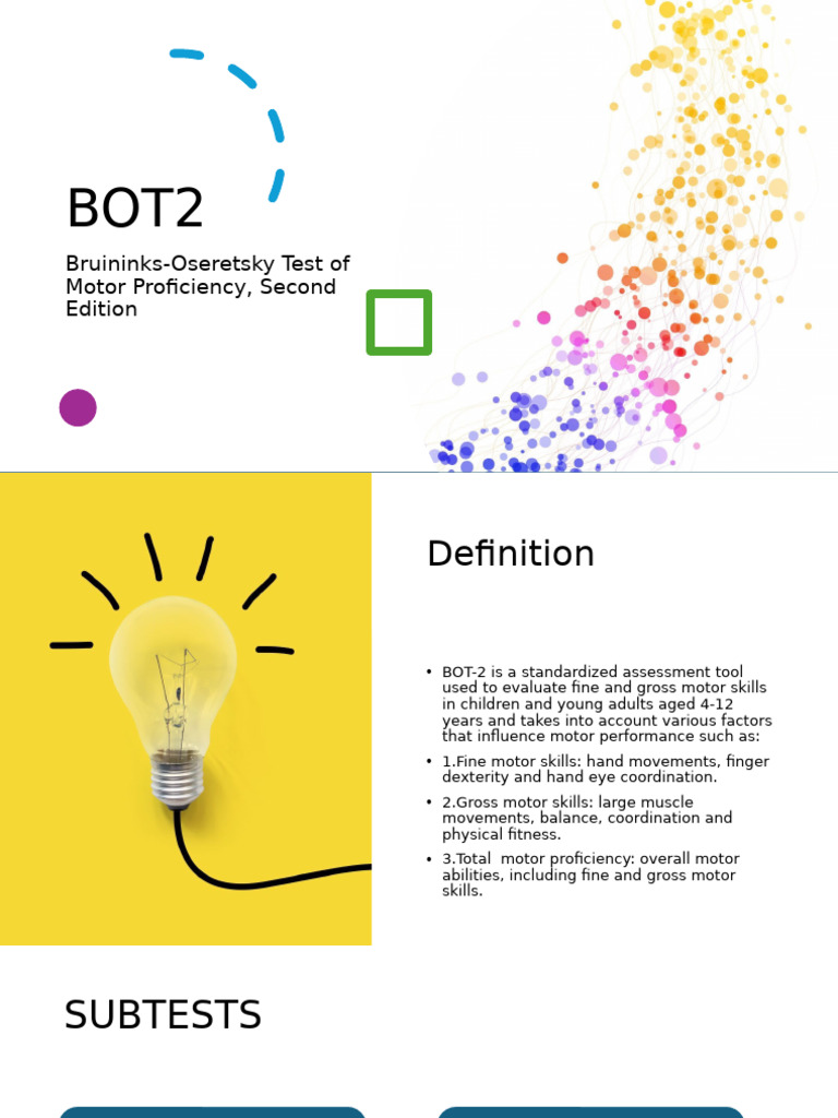 BOT-2 Motor Skills Assessment Guide | PDF | Neuroscience | Cognition
