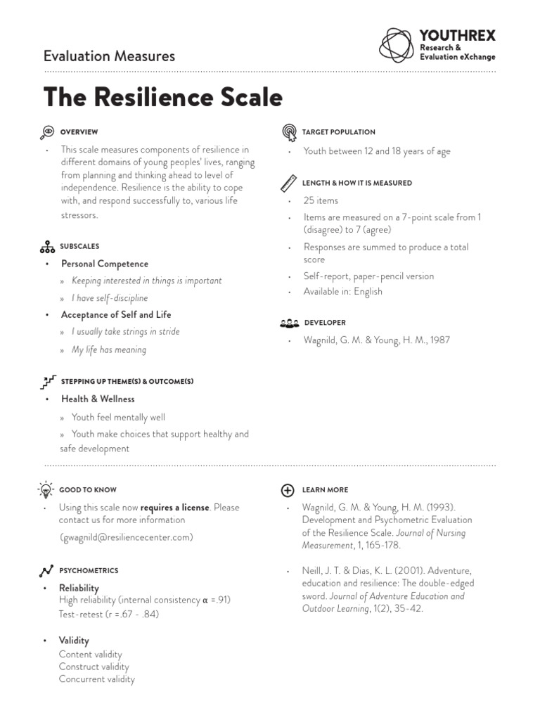 Resilience Scale | PDF | Psychological Resilience | Psychometrics