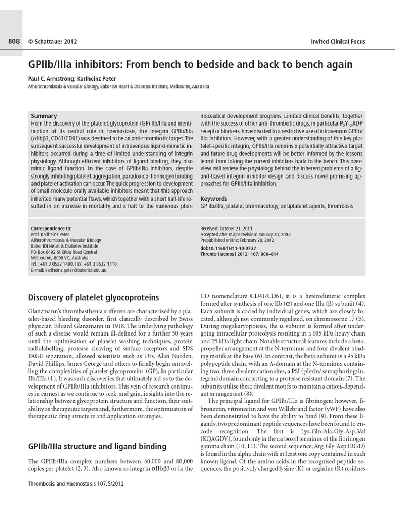 Thromb Haemost - 2012 - 107 - 808 | PDF | Integrin | Platelet