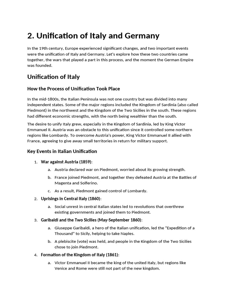 Unification of Italy and Germany Overview | PDF | German Empire ...
