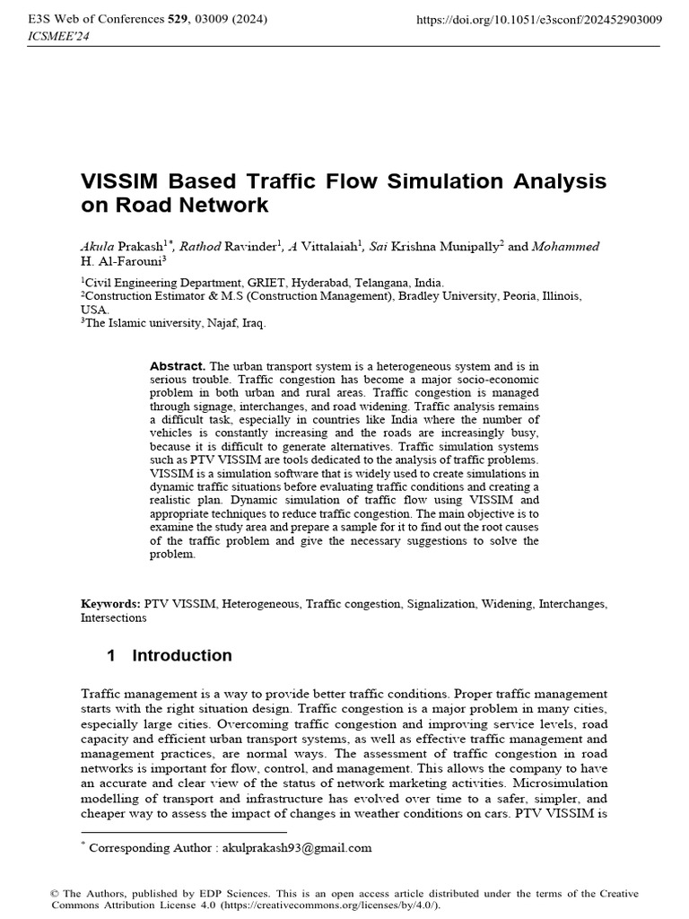 VISSIM Traffic Flow Simulation Study | PDF | Traffic | Simulation
