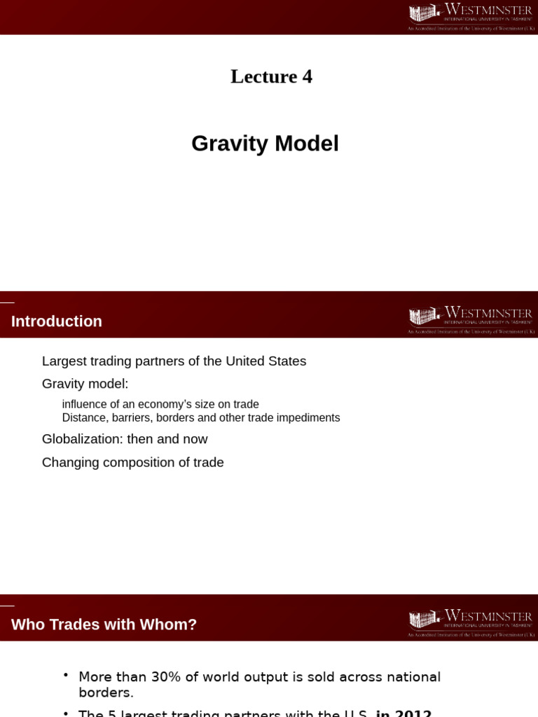 Week 4 - Gravity Model. | PDF | Trade | Exports