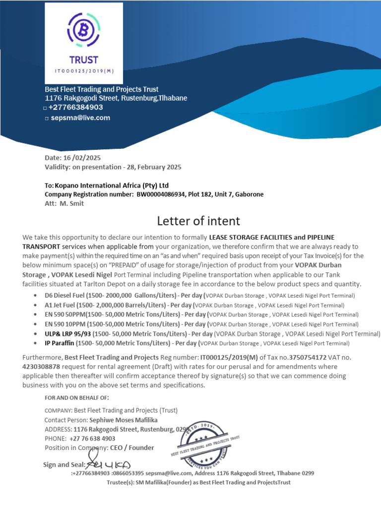 BFTPT -KOPANO INTERNATIONAL AFRICA STORAGE RENTAL-1 | PDF