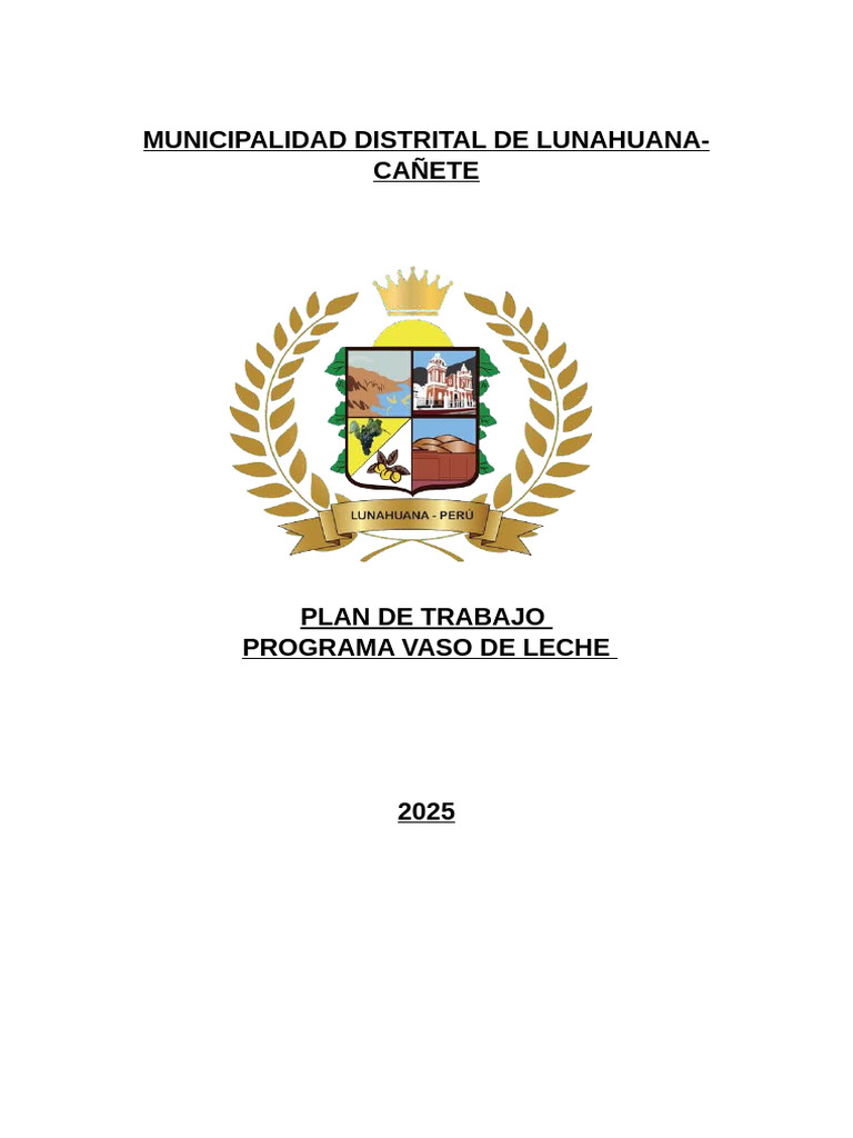 Plan Trabajo Programa Vaso de Leche 2025 | PDF | Nutrición | Dieta y ...