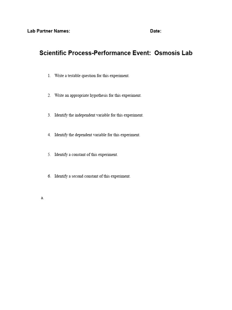 Potato Osmosis Lab - Lab Report | PDF