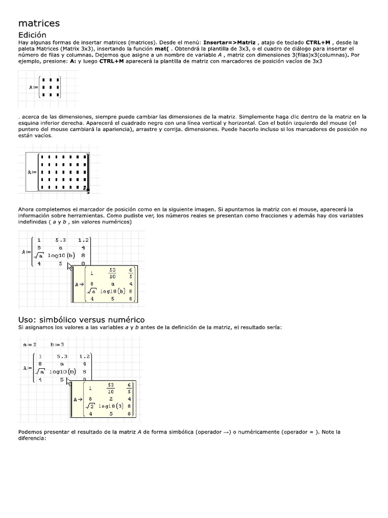 Wiki Matrices in Smath Studio | PDF
