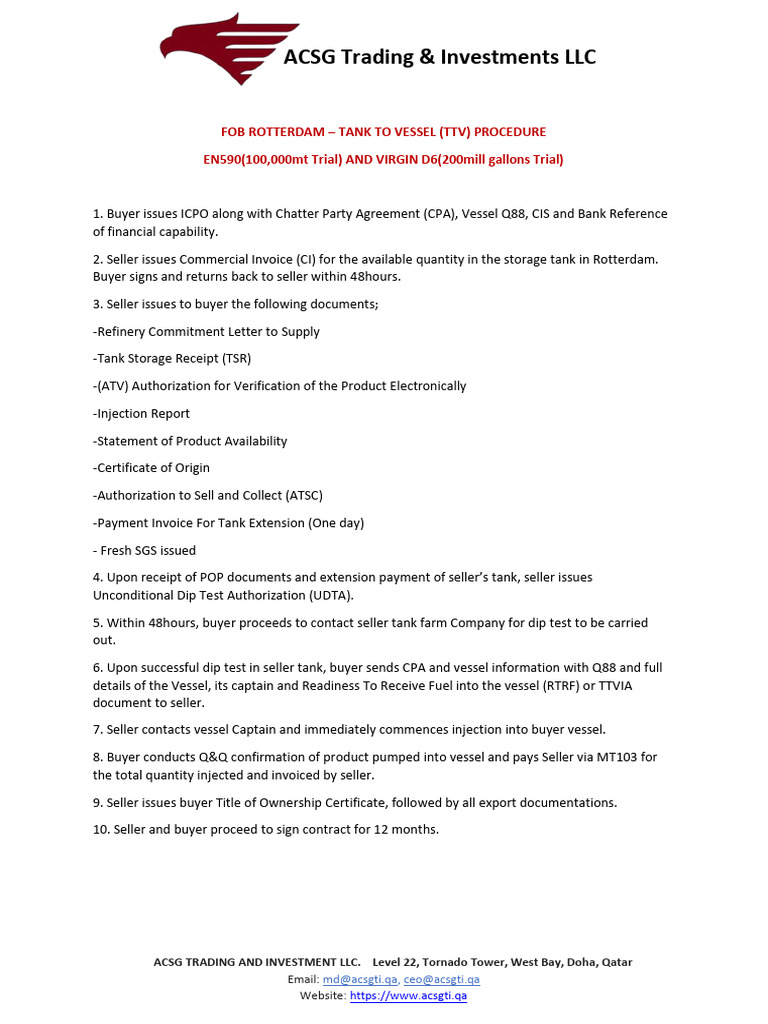 Acsgti - Fob Rotterdam - TTV Procedure - 1024 | PDF