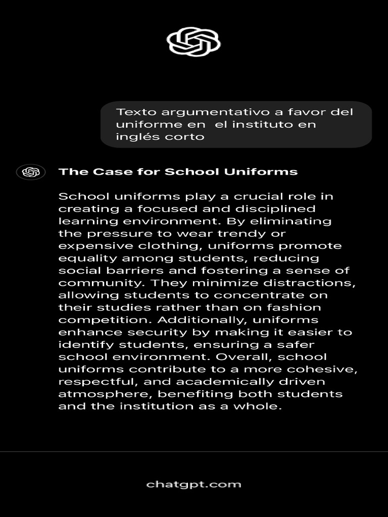 Argument For School Uniforms | PDF