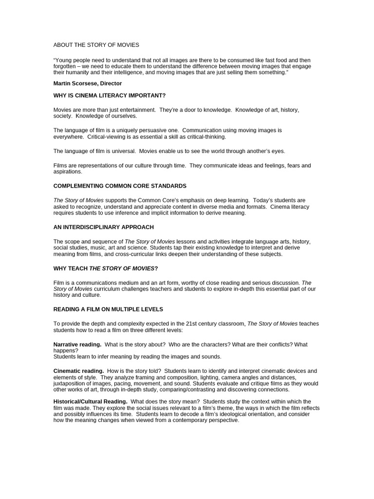 Importance of Cinema Literacy | PDF | Knowledge | Image