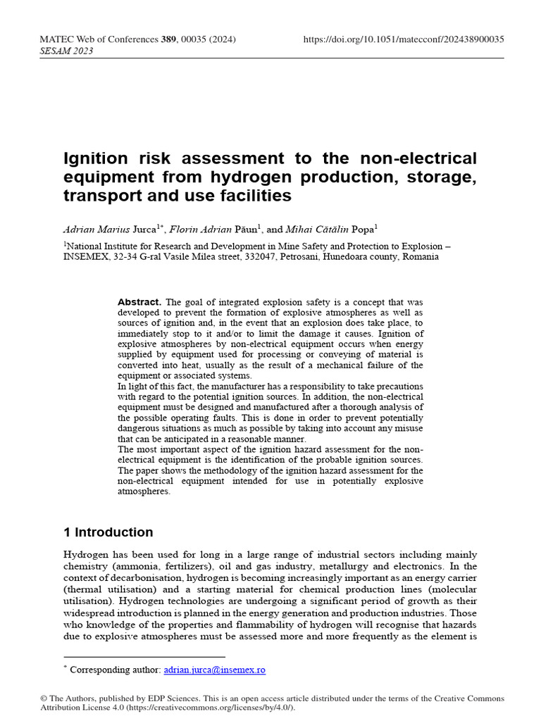 Ignition Risk Assessment for Non-Electrical Equipment | PDF | Risk ...