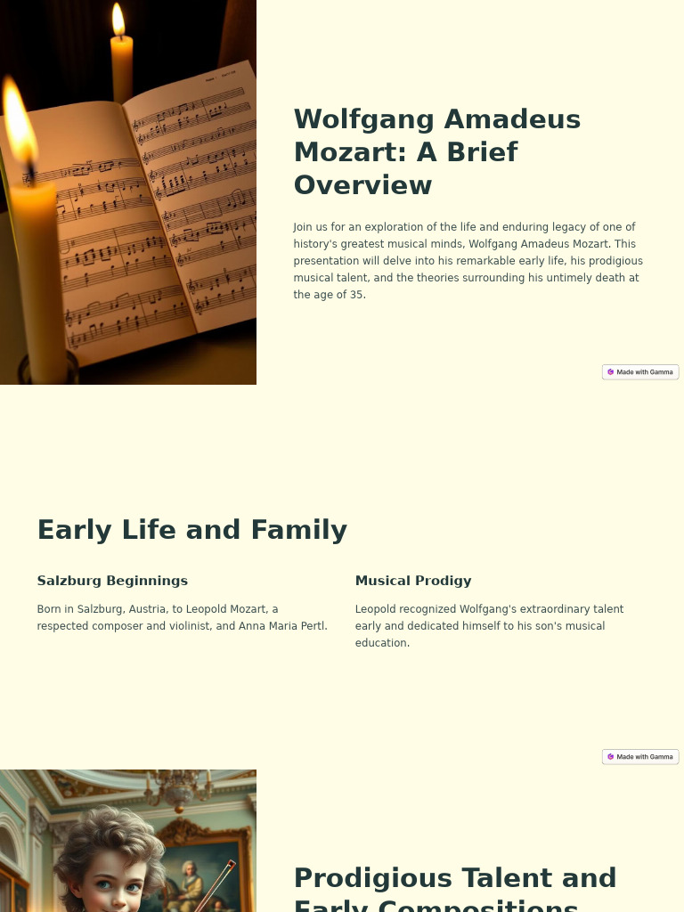 Wolfgang Amadeus Mozart A Brief Overview | PDF | Wolfgang Amadeus ...