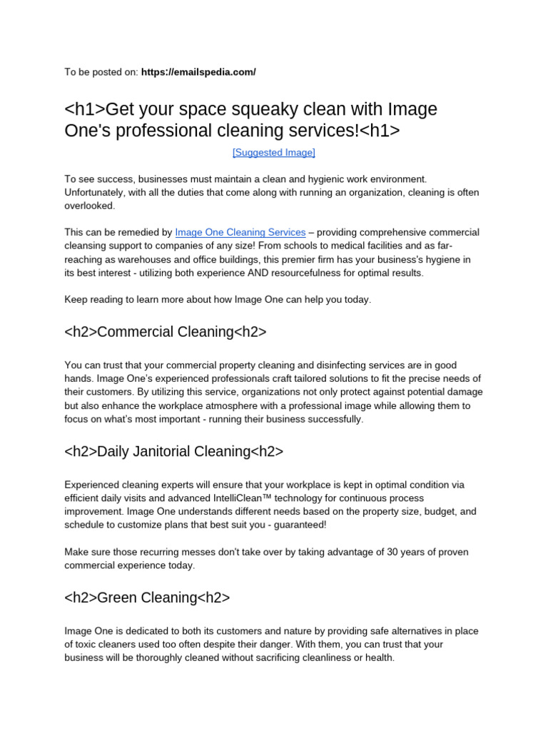 Get Your Space Squeaky Clean With Image One's Professional Cleaning ...