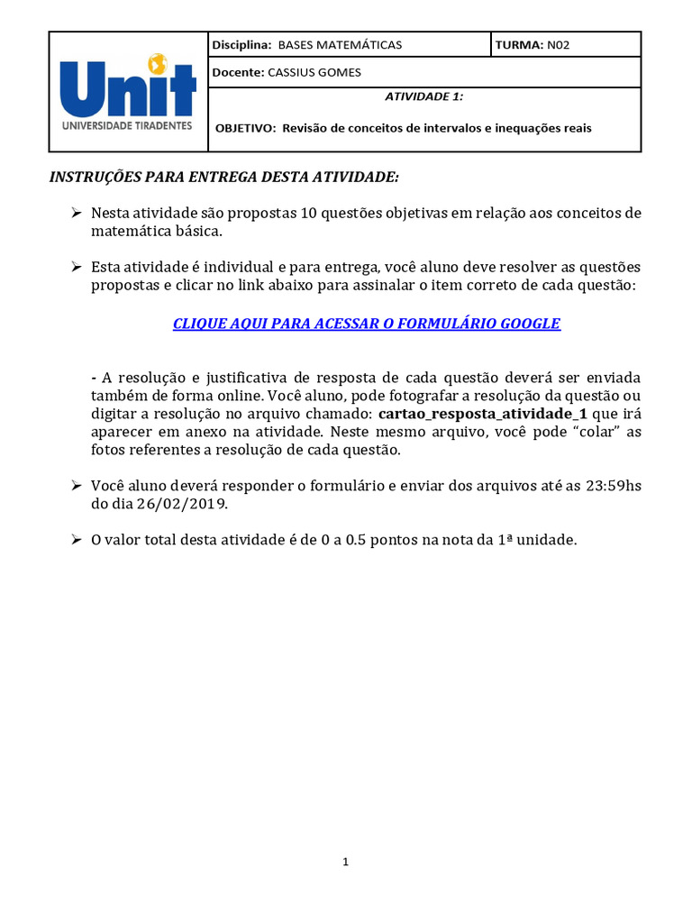 Bases Matematicas Provas e Atividades4 | PDF | Matemática | Conceitos ...