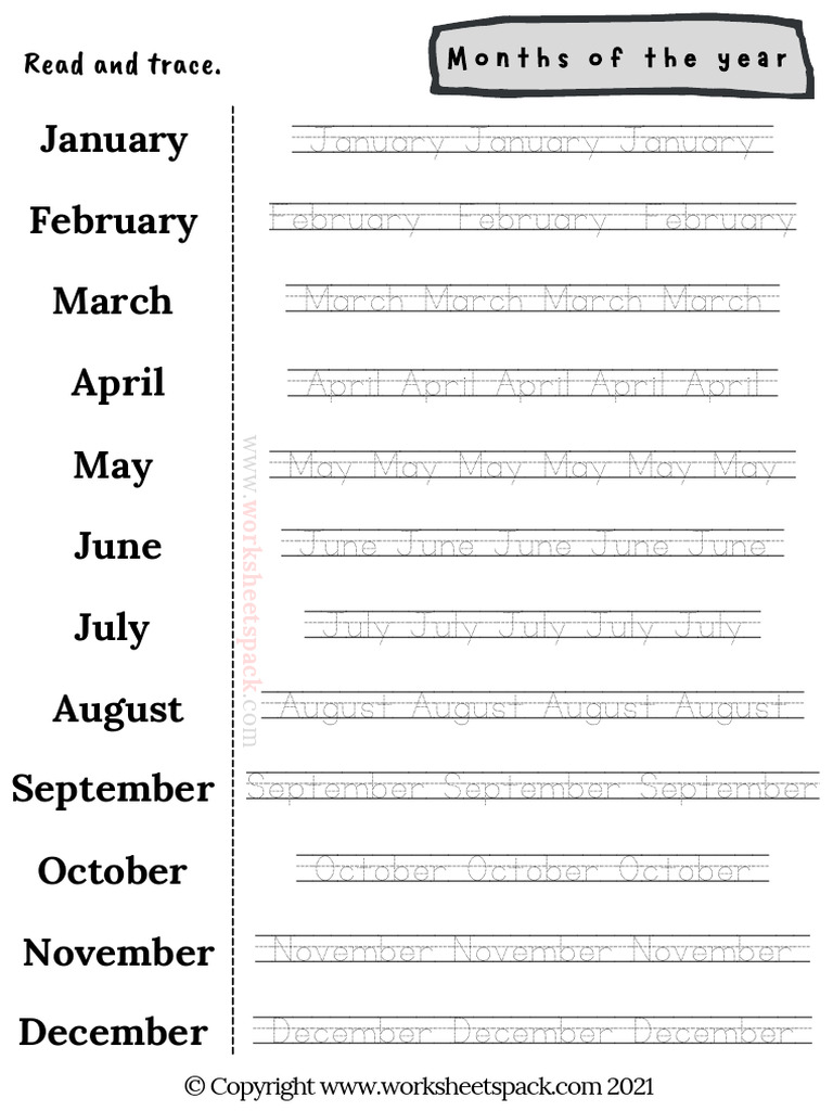 Months of The Year Tracing Activities | PDF