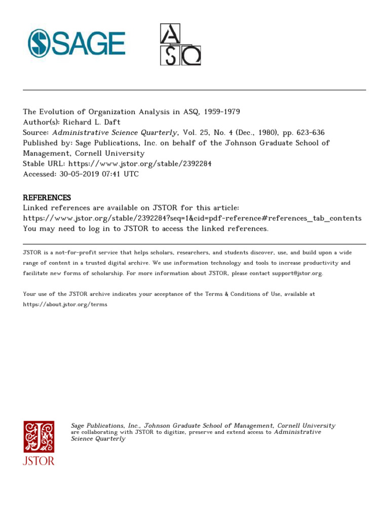 Evolution of Organization Analysis 1959-1979 | PDF | Statistics | Analysis