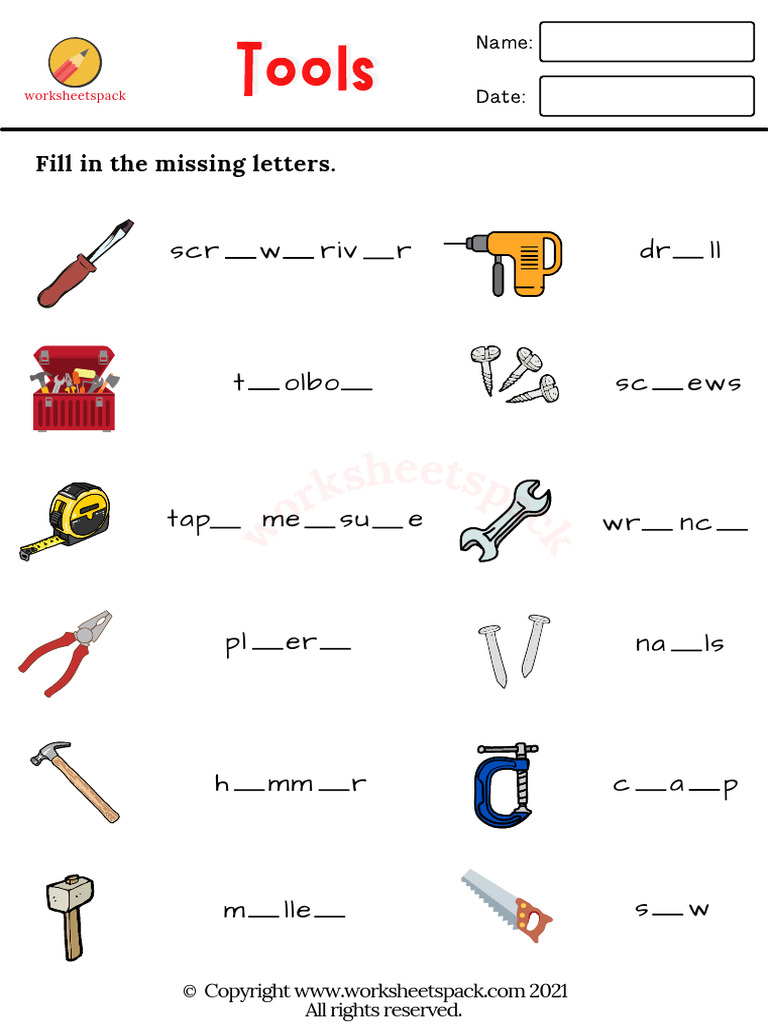 Tools-missing-letters-worksheet | PDF