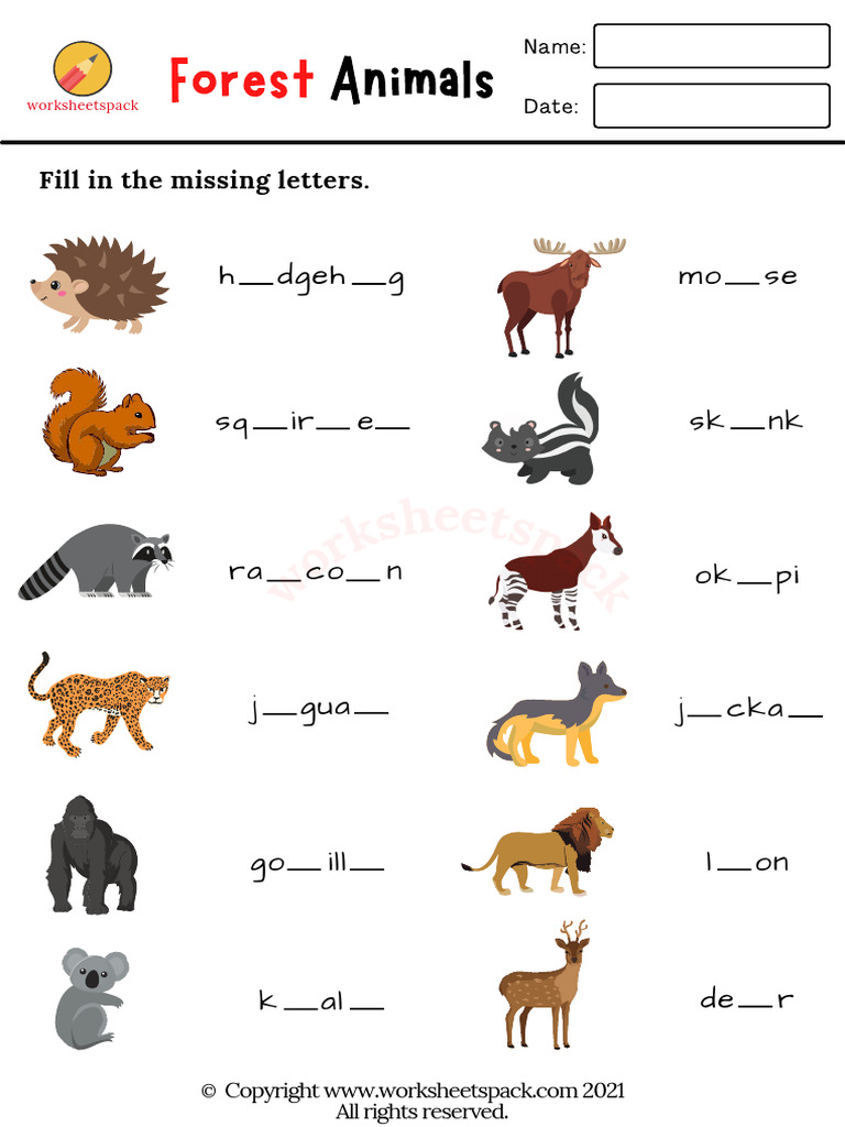 Forest Animals Missing Letters | PDF
