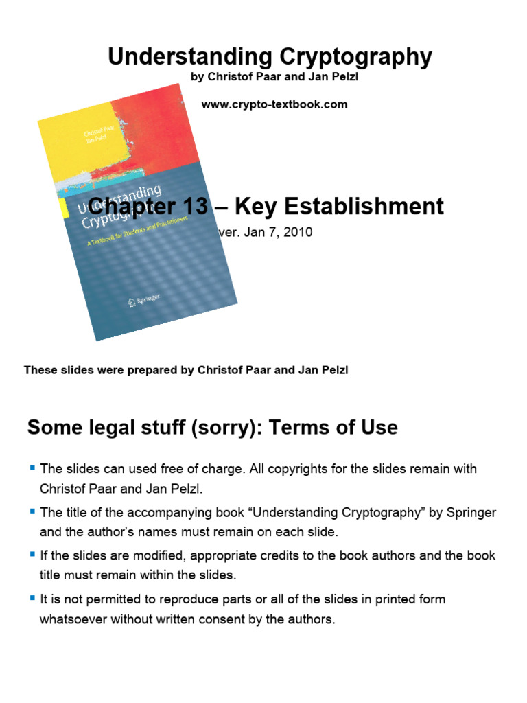 Understanding Cryptography CHPTR 13 - Key Establishment | PDF | Public Key Cryptography | Key ...