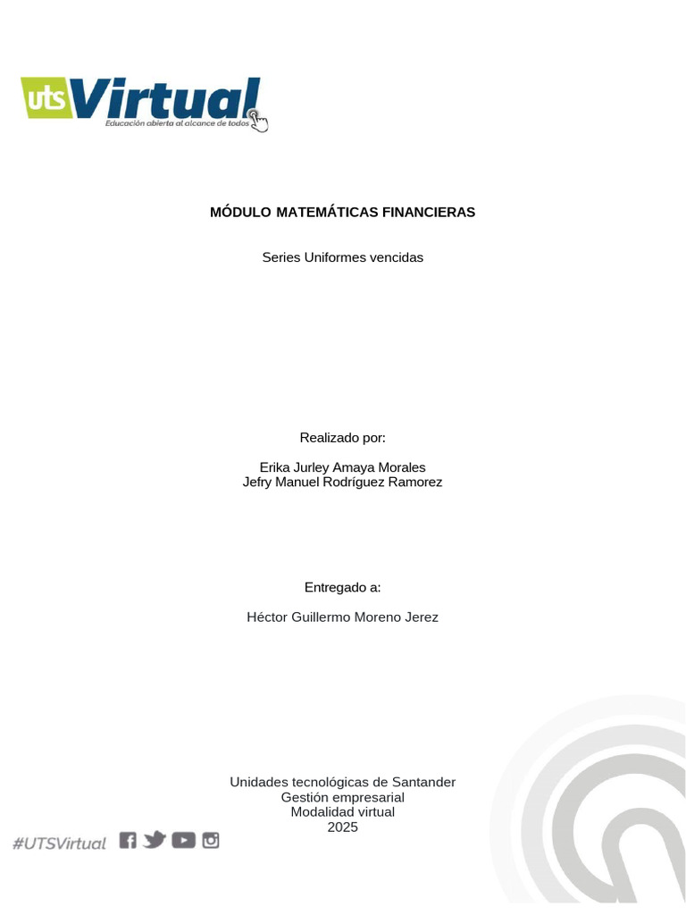 Series Uniformes Vencidas | PDF | Finanzas Matemáticas | Interés
