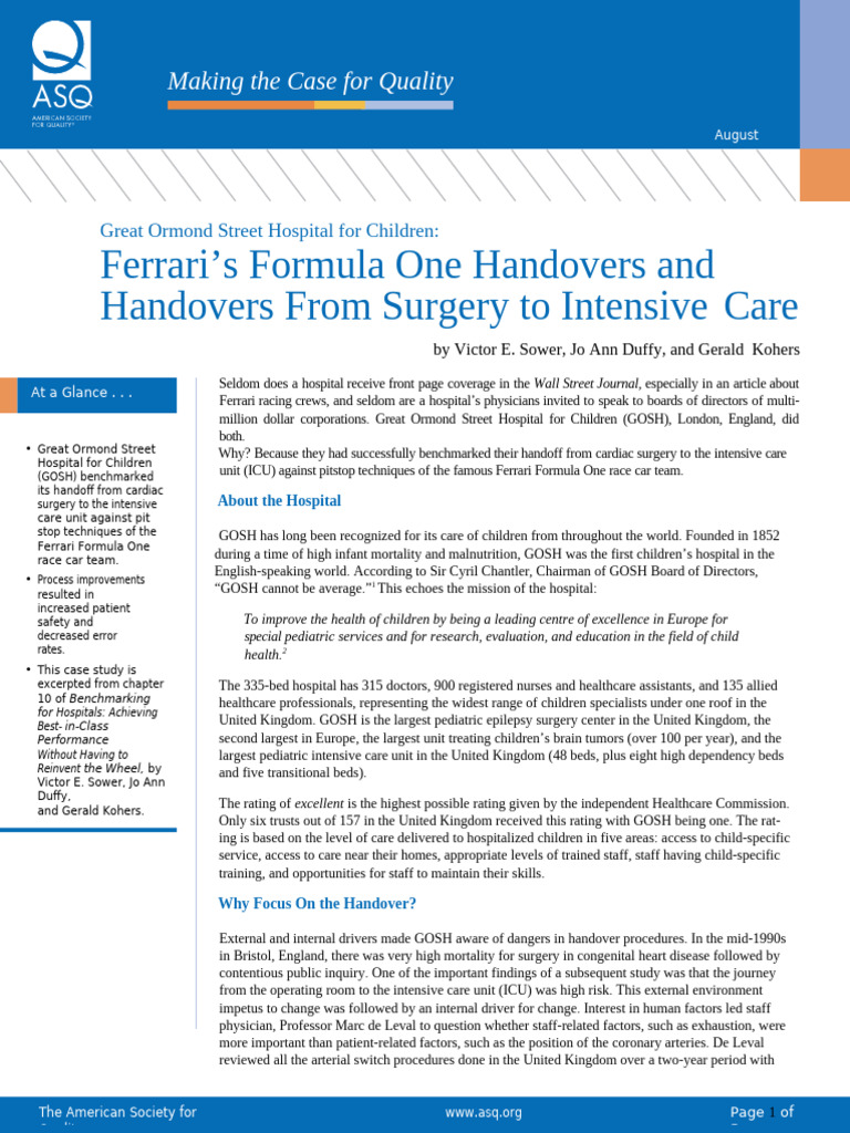 Great Ormond Street Hospital Ferrari Formula One Handovers | PDF ...