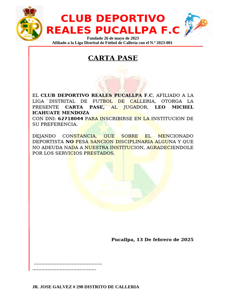 CARTA PASE 2024 ANDRIU JESHUAR | PDF