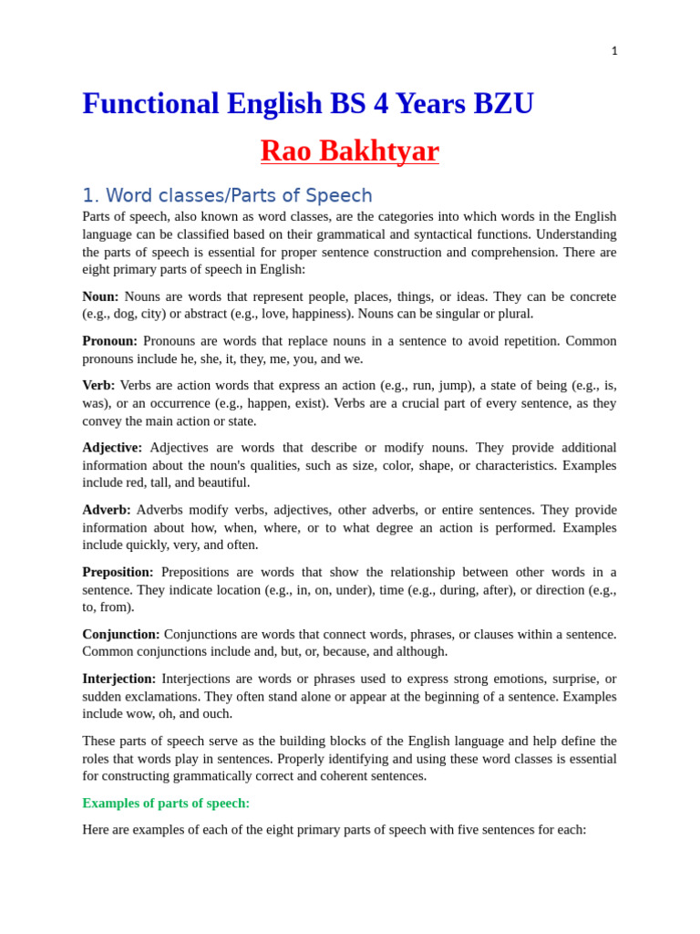 BS Functional English BZU Multan | PDF | Verb | Subject (Grammar)