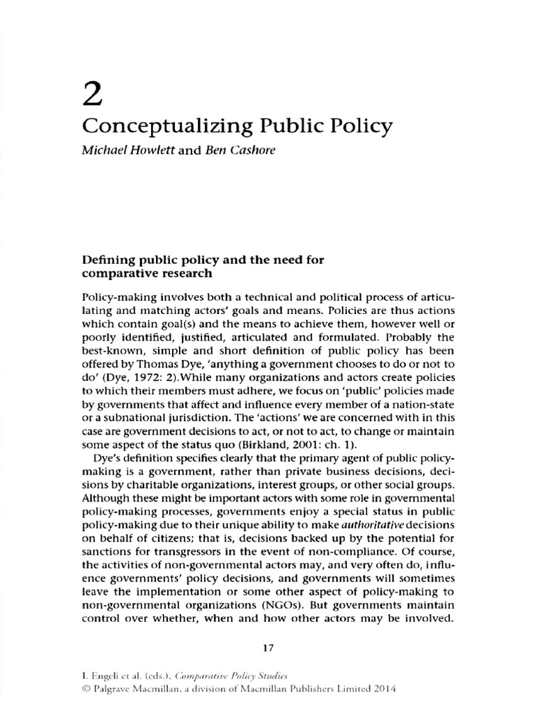 Howlett M Conceptualizing Public Policy | PDF | Policy | Decision Making