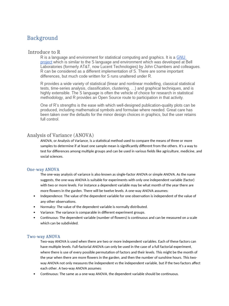 R Statistical Analysis Techniques Guide | PDF | Analysis Of Variance ...