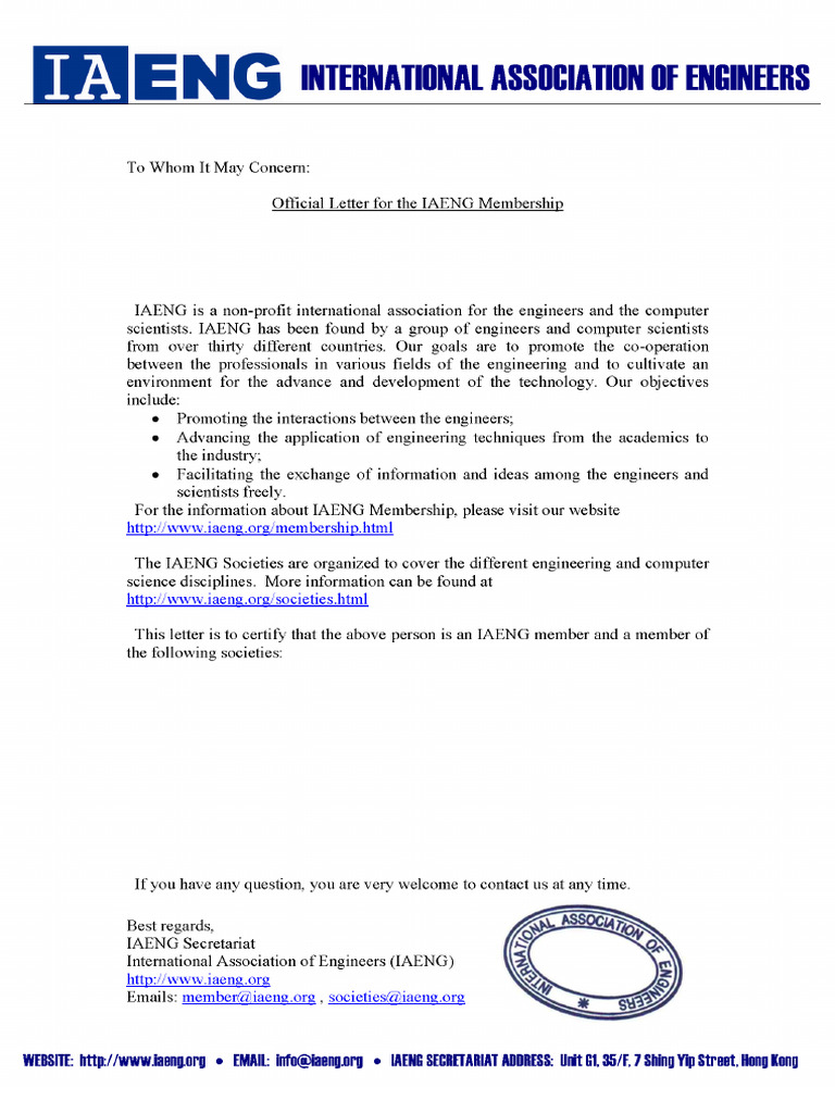 IAENG Membership 162350 | PDF