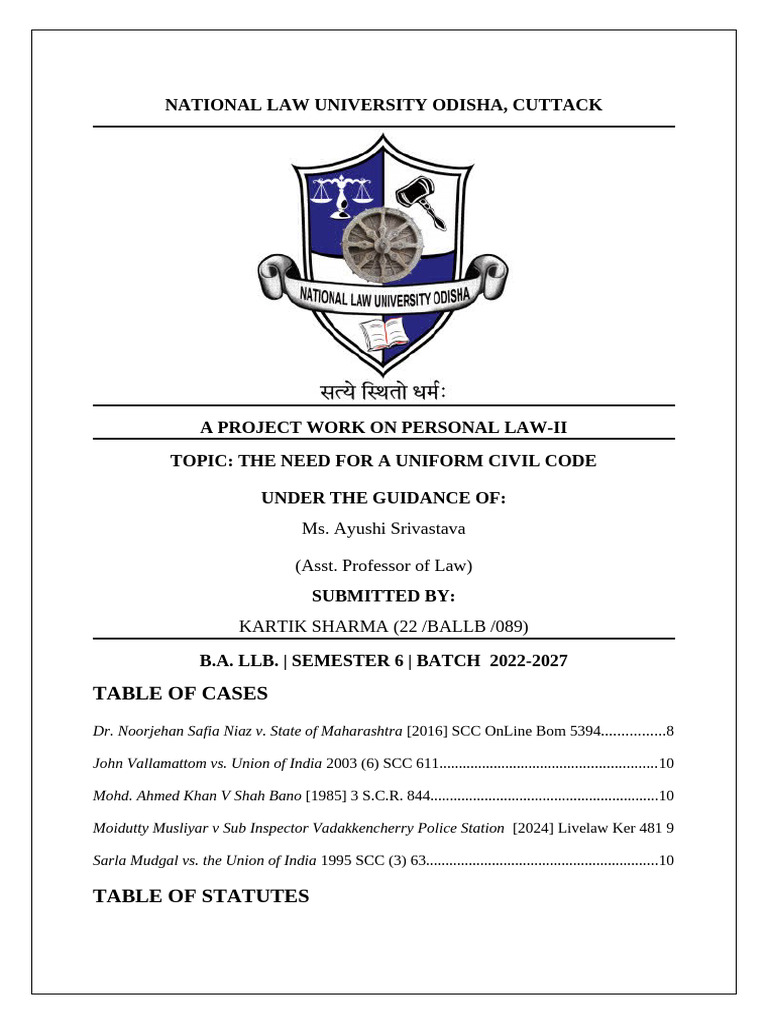 THE NEED FOR A UNIFORM CIVIL CODE | PDF | Justice | Crime & Violence