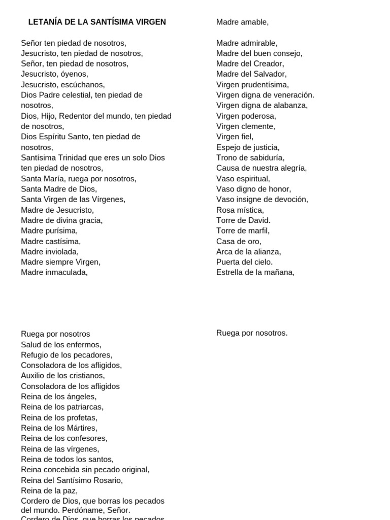 Letanía de La Santísima Virgen | PDF