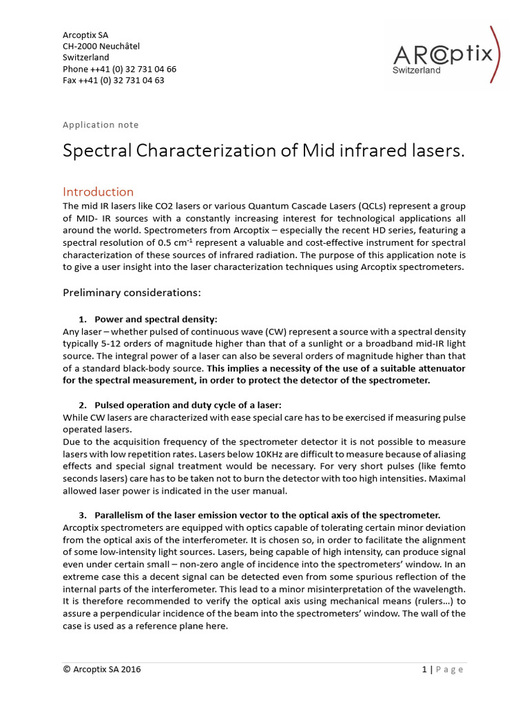 Mid-IR Laser Spectral Characterization | PDF | Laser | Infrared
