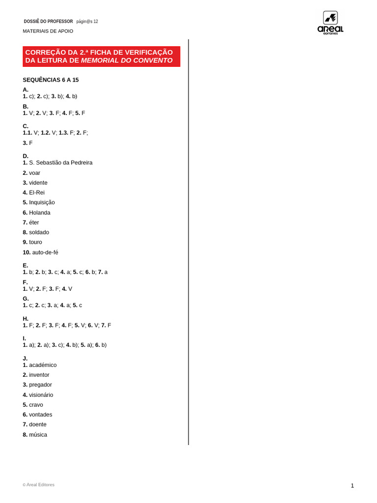 Ae Pag12 Ficha2 Verif Leitura Memorial Sol | PDF