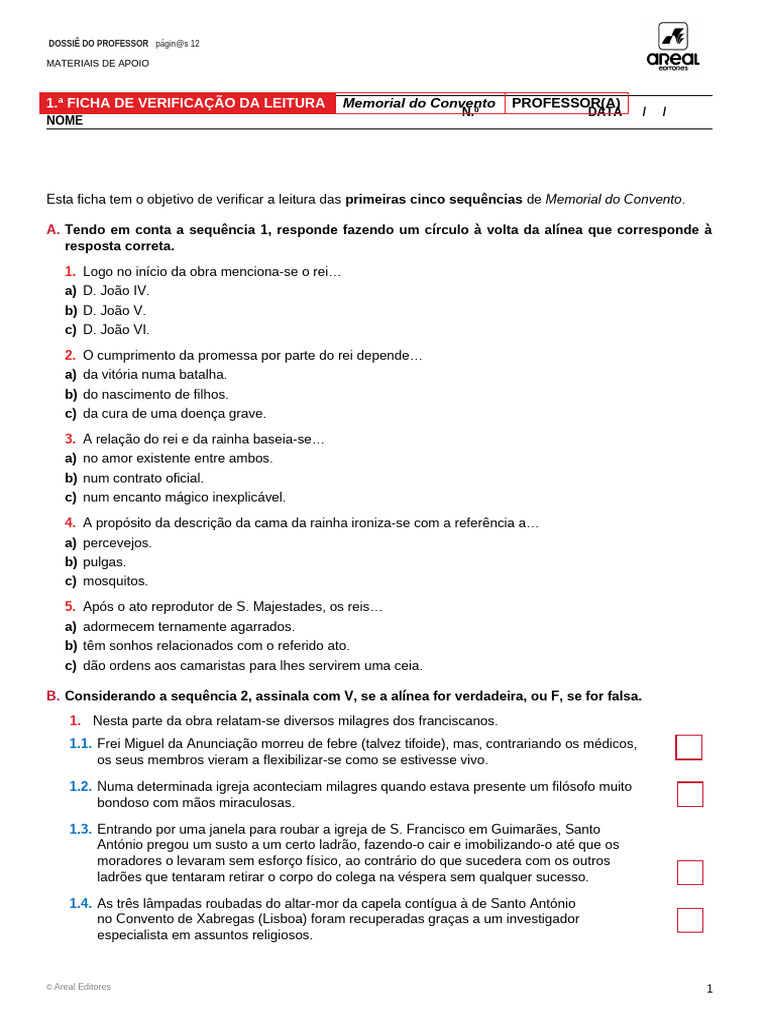 Ae Pag12 Ficha1 Verif Leitura Memorial | PDF