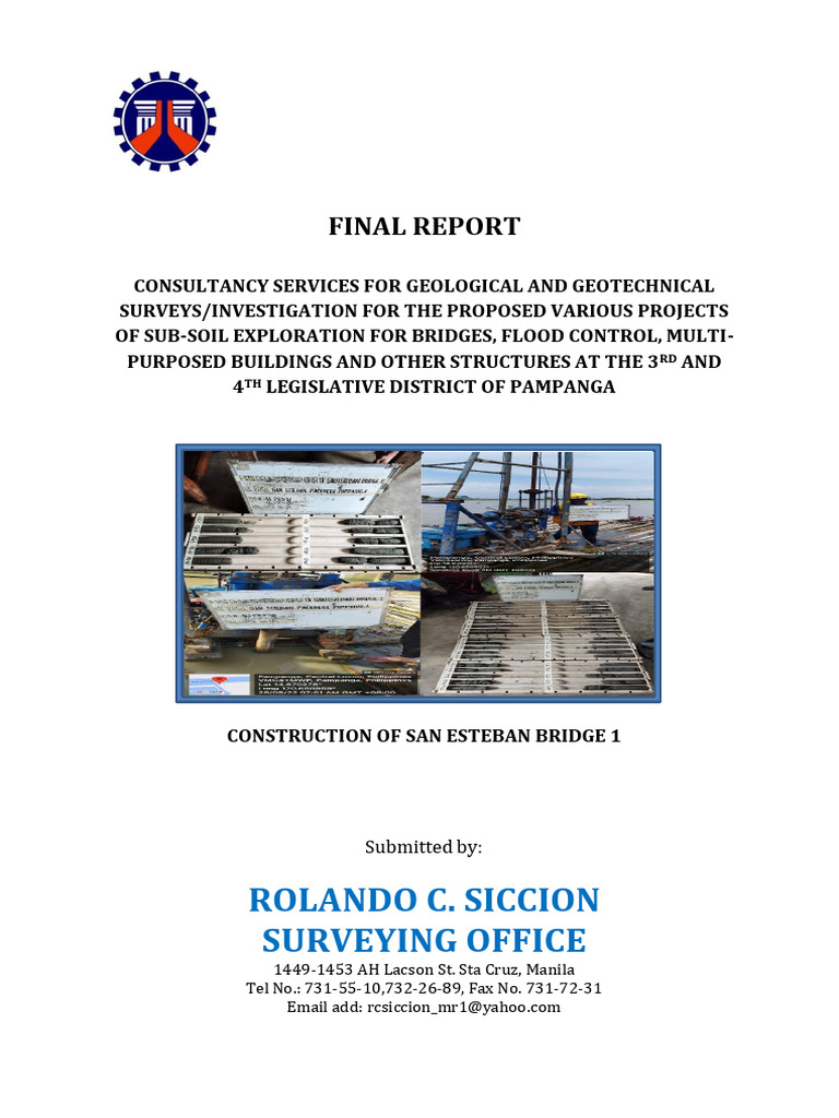 GEOTECHNICAL REPORT - San Esteban Bridge 1 - Macabebe, Pampanga | PDF | Deep Foundation ...
