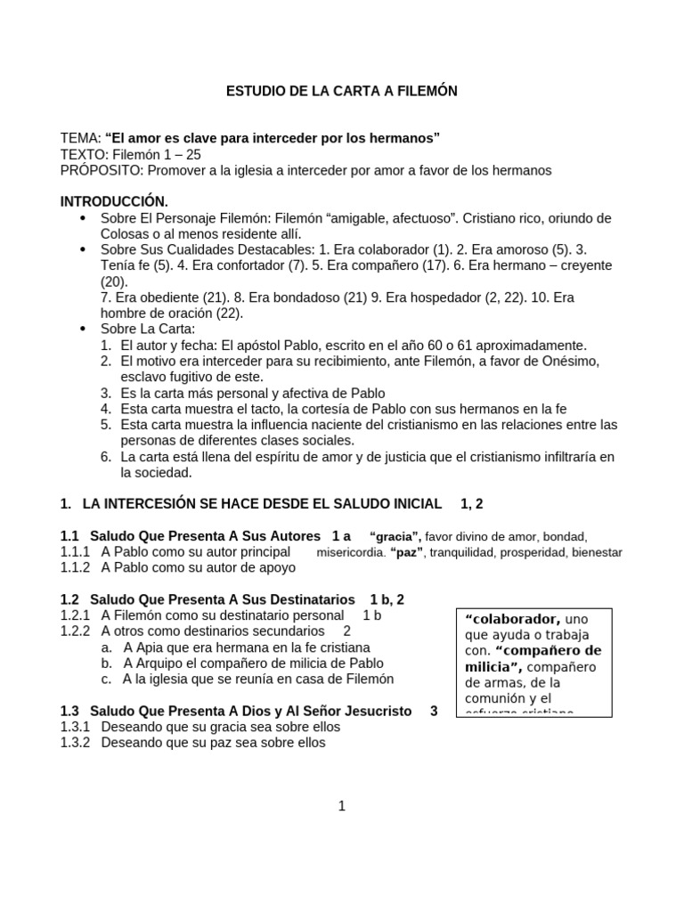 Estudio de La Carta A Filemón | PDF | Epístola a Filemón | Pablo el apóstol