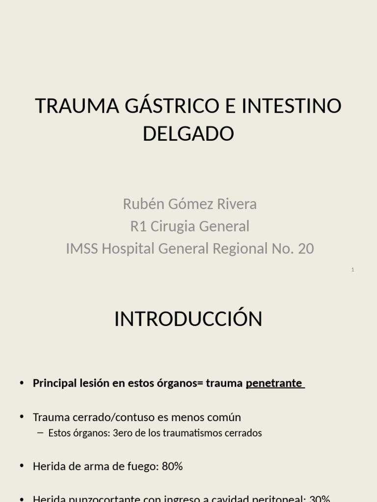 Trauma Gástrico e Intestinal: Diagnóstico y Tratamiento | PDF ...