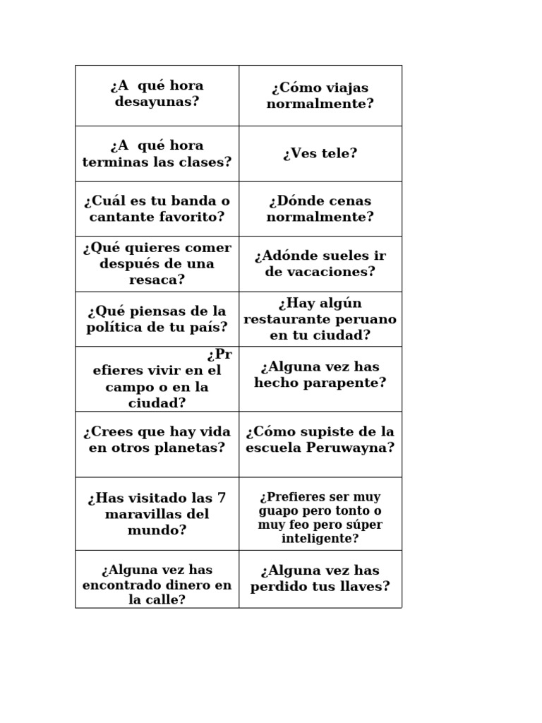 Preguntas cotidianas y verbos en español | PDF