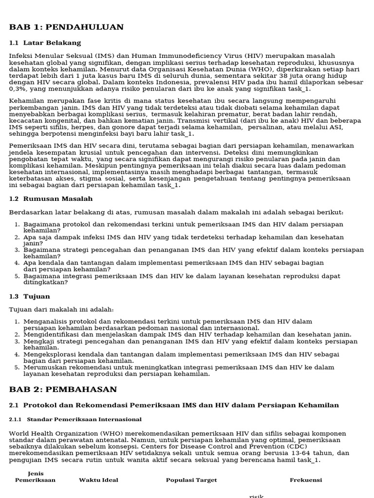 Pemeriksaan Ims Dan Hiv Serta Kaitannya Dengan Persiapan Kehamilan | PDF