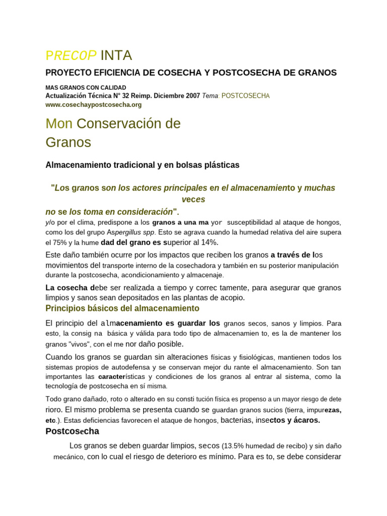 Conservación de Granos (INTA) | PDF | Cosecha