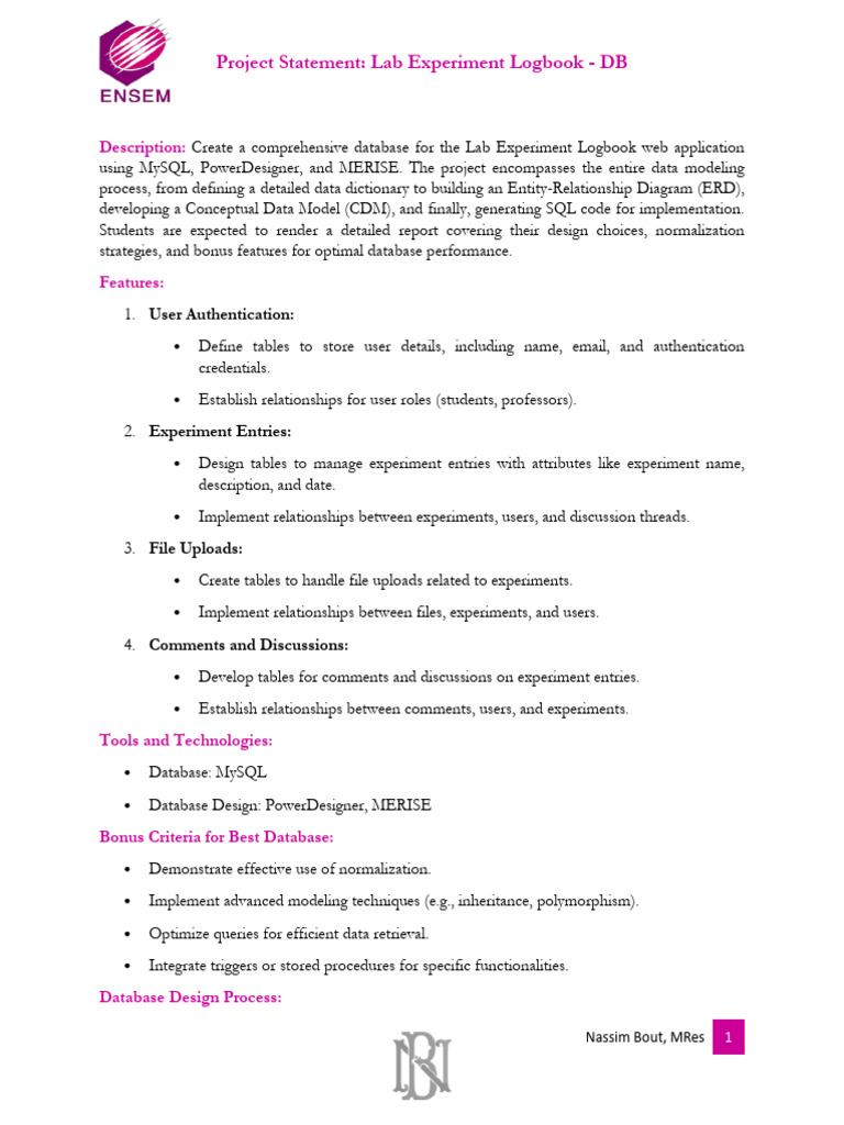 Project Statement Lab Experiment Logbook - DB | PDF | Databases | Data Model