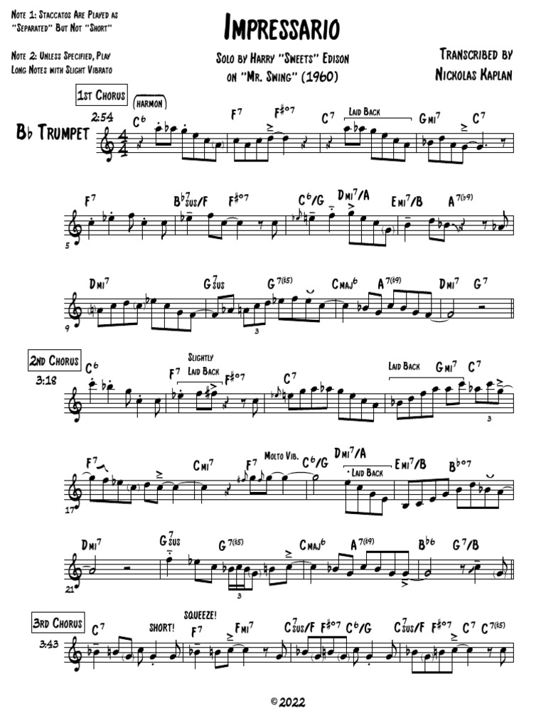 Impressario (Harry 'Sweets' Edison Solo) | PDF