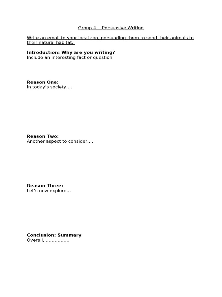 Persuasive Email to Local Zoo | PDF